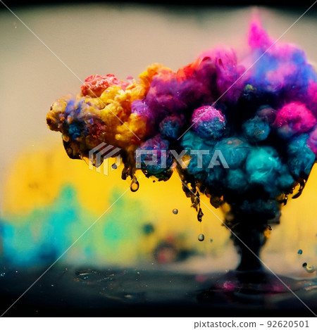 Multicolored ink in water. An explosion of... - Stock Illustration ...