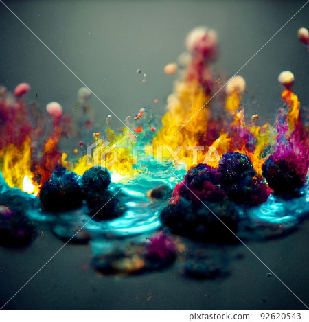 Multicolored ink in water. An explosion of... - Stock Illustration ...