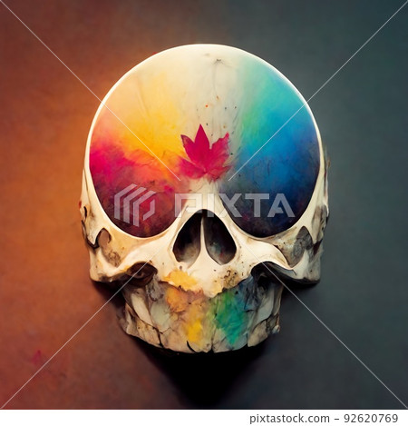A skull splattered with multicolored ink. Skull... - Stock Illustration ...