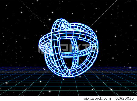 Abstract neon shapes in retro space. 80s or... - Stock Illustration ...