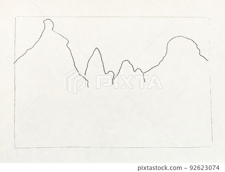 outline sketch of karst peaks in Yangshuo County - Stock Illustration ...