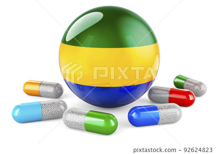 Pills capsule with Gabonese flag. 3D rendering - Stock Illustration ...