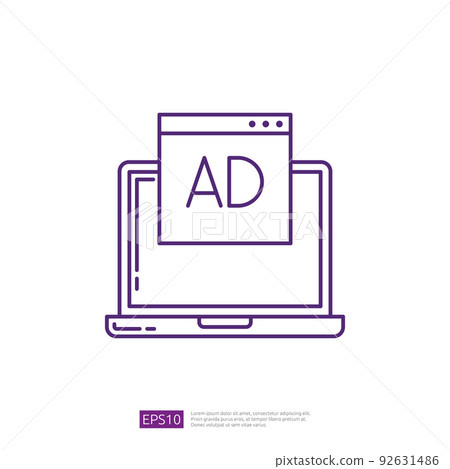 Digital Advertising Line Icon. Internet Marketing - Stock Illustration ...