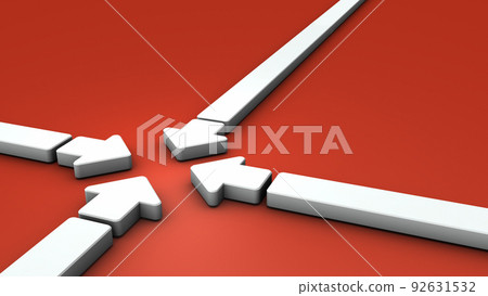 White arrows gathered from four sides. The... - Stock Illustration ...