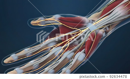 Human hand nerves and tendon - Stock Illustration [92634478] - PIXTA