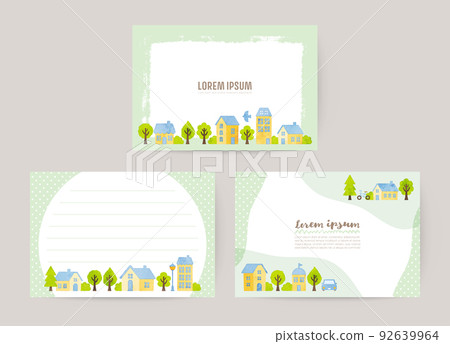 Postcard set of cityscape illustration - Stock Illustration [92639964 ...