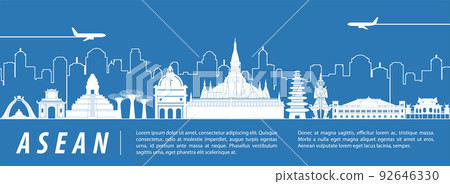 silhouette design of ASEAN landmarks - Stock Illustration [92646330 ...