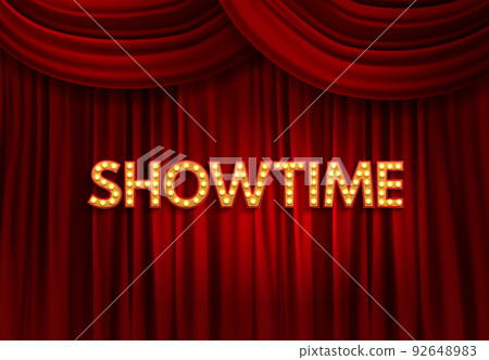 Red Curtain ShowTime Background. Vector... - Stock Illustration ...