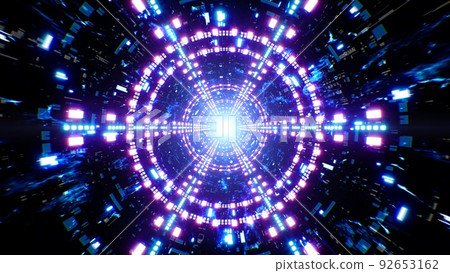 Blue Electrical Energy Neon Technology Tunnel - Stock Illustration ...