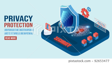 3D isometric Privacy protection concept with... - Stock Illustration ...