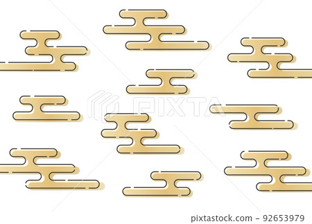 Set of Japanese modern golden Ekasumi/Egasumi -... - Stock Illustration ...