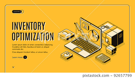 Inventory optimization isometric landing page - Stock Illustration ...