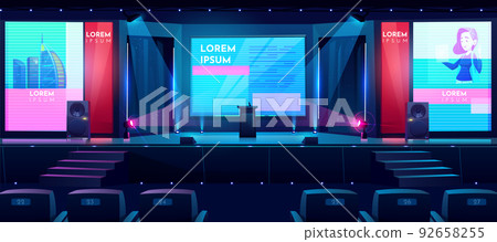 Business conference hall cartoon vector background - Stock Illustration ...