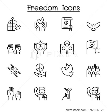 Freedom icon set in thin line stlye - Stock Illustration [92666125] - PIXTA