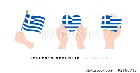 [Greece] hand and flag icon vector illustration - Stock Illustration ...