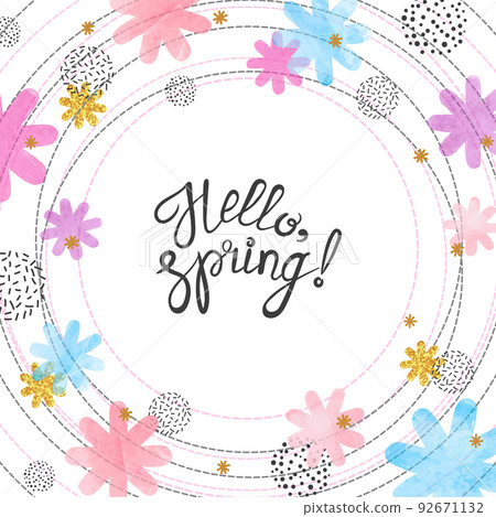Circle floral frame. Vector spring illustration... - Stock Illustration ...