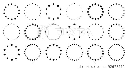 Stars of various sizes arranged in a circle.... - Stock Illustration ...