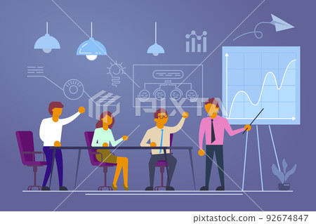 Business conference vector illustration in flat... - Stock Illustration ...