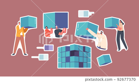 Set Of Stickers Big Database Storage... - Stock Illustration [92677370 ...