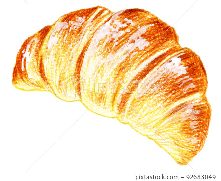 Croissant colored pencil drawing one point - Stock Illustration ...