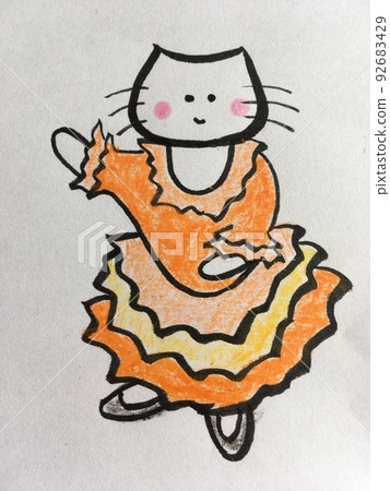 Cat dancing in flamenco costume - Stock Illustration [92683429] - PIXTA