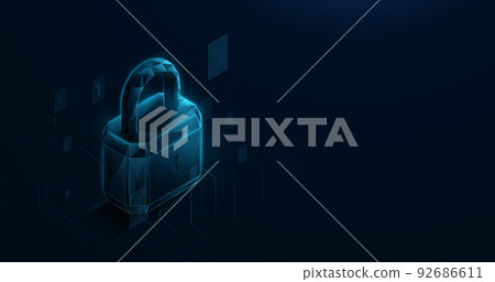 3D Lock pad. Cyber security technology and... - Stock Illustration ...