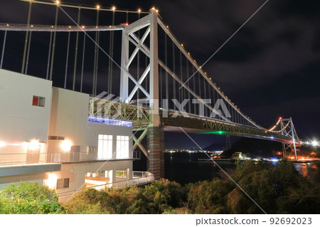 Night view of Kanmon Bridge (Kanmon Strait) - Stock Photo [92692023 ...