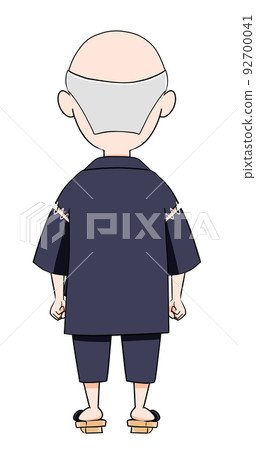 An old man in jinbei (back view) - Stock Illustration [92700041] - PIXTA