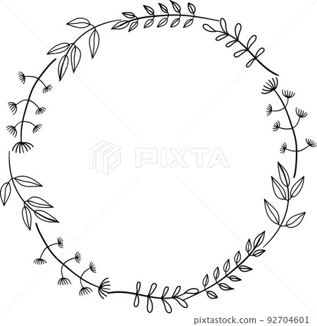 Doodle round frame with leaves and twigs.... - Stock Illustration ...