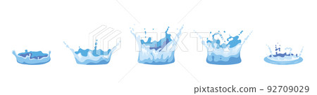 Pouring Water Splashes Flat Icon Set - Stock Illustration [92709029 ...