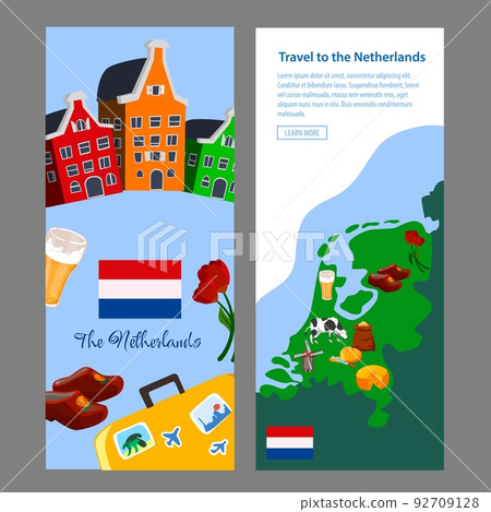 Traveling to Holland or Netherlands banners or... - Stock Illustration [92709128] - PIXTA