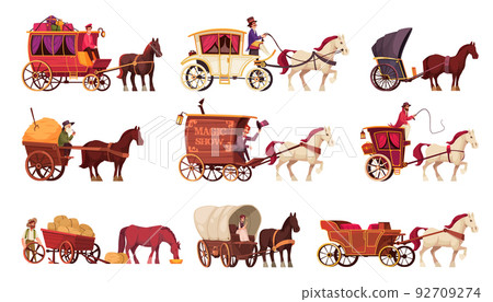 Horse Drawn Vehicles Set - Stock Illustration [92709274] - PIXTA