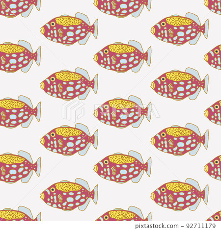 Colourful fishes on pale pink background,... - Stock Illustration ...