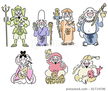 Seven Lucky Gods Illustration Set - Stock Illustration [92714596] - PIXTA