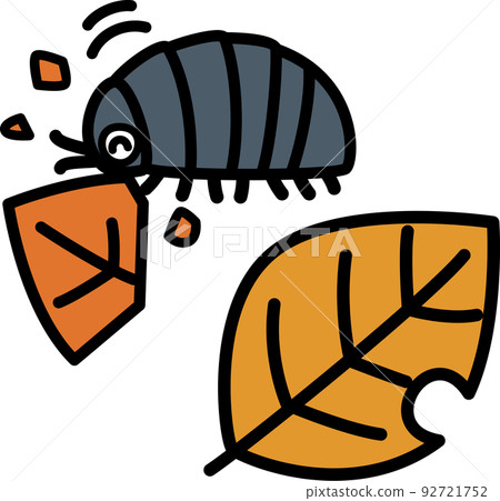 Pill bugs eating fallen leaves - Stock Illustration [92721752] - PIXTA