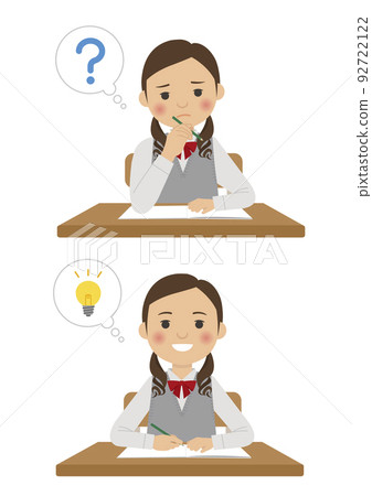 Girl student problem & solution pose - Stock Illustration [92722122 ...