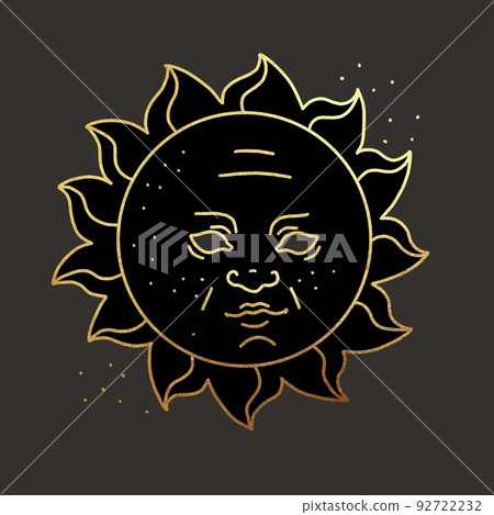 Sun tarot card with face. graphic illustration... - Stock Illustration ...