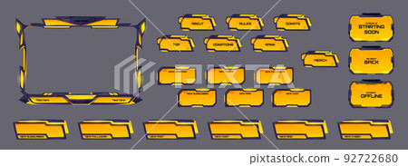Game stream overlay, yellow neon ui frame, buttons - Stock Illustration ...