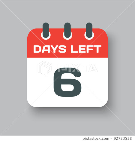 Countdown daily page calendar icon - 6 days left - Stock Illustration ...