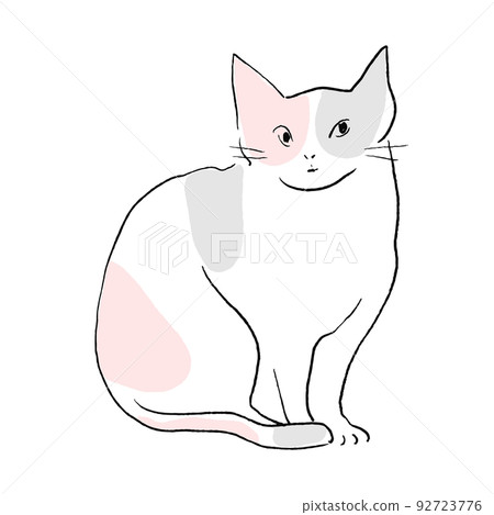 Vector line drawing illustration of a calico cat - Stock Illustration ...