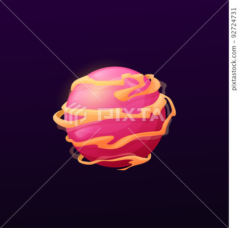 Cartoon pink space planet with long clouds.... - Stock Illustration ...