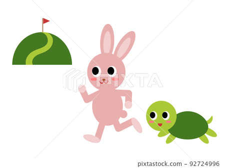 Rabbit and Turtle Illustration: Goal - Stock Illustration [92724996 ...