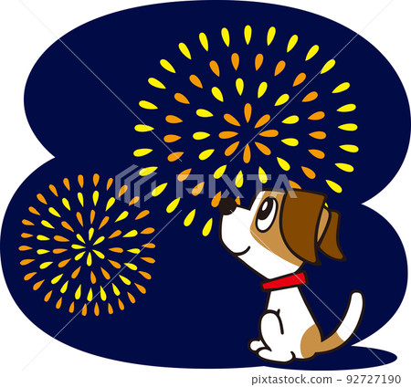 Jack Russell Terrier dog watching fireworks - Stock Illustration ...