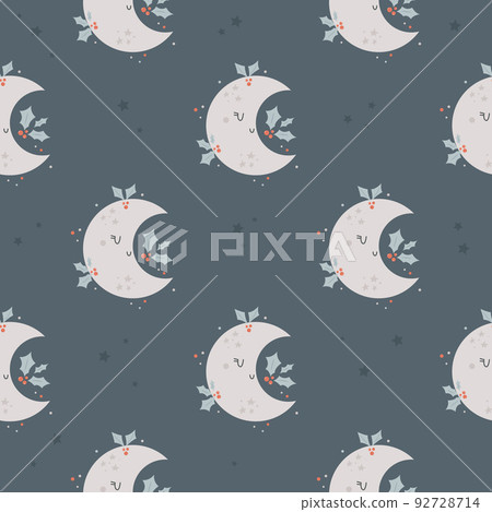 Christmas seamless pattern with cute half moons... - Stock Illustration ...