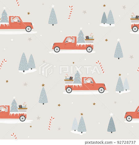Christmas seamless patterns with winter forest... - Stock Illustration ...