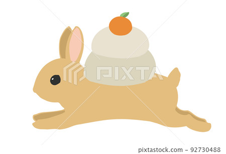 Sprawled rabbit and kagami mochi no line orange - Stock Illustration ...