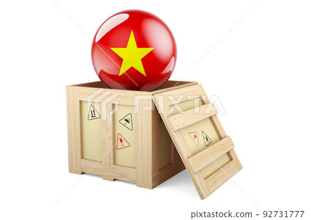 Wooden box, parcel with Vietnamese flag.... - Stock Illustration ...