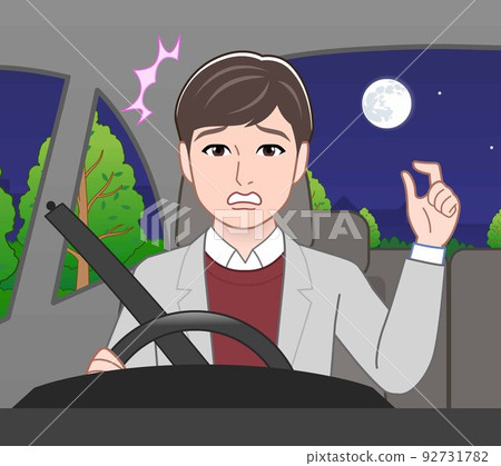 young man driving at night - Stock Illustration [92731782] - PIXTA