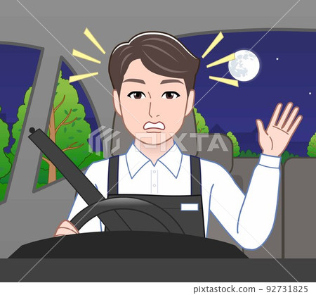young man driving at night - Stock Illustration [92731825] - PIXTA