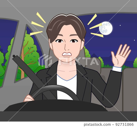 young man driving at night - Stock Illustration [92731866] - PIXTA